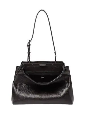 Fendi My Peekaboo Medium Crackled Black Leather Bag [black]